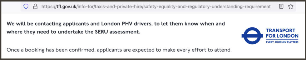 How to book TfL SERU Test - TFL SERU